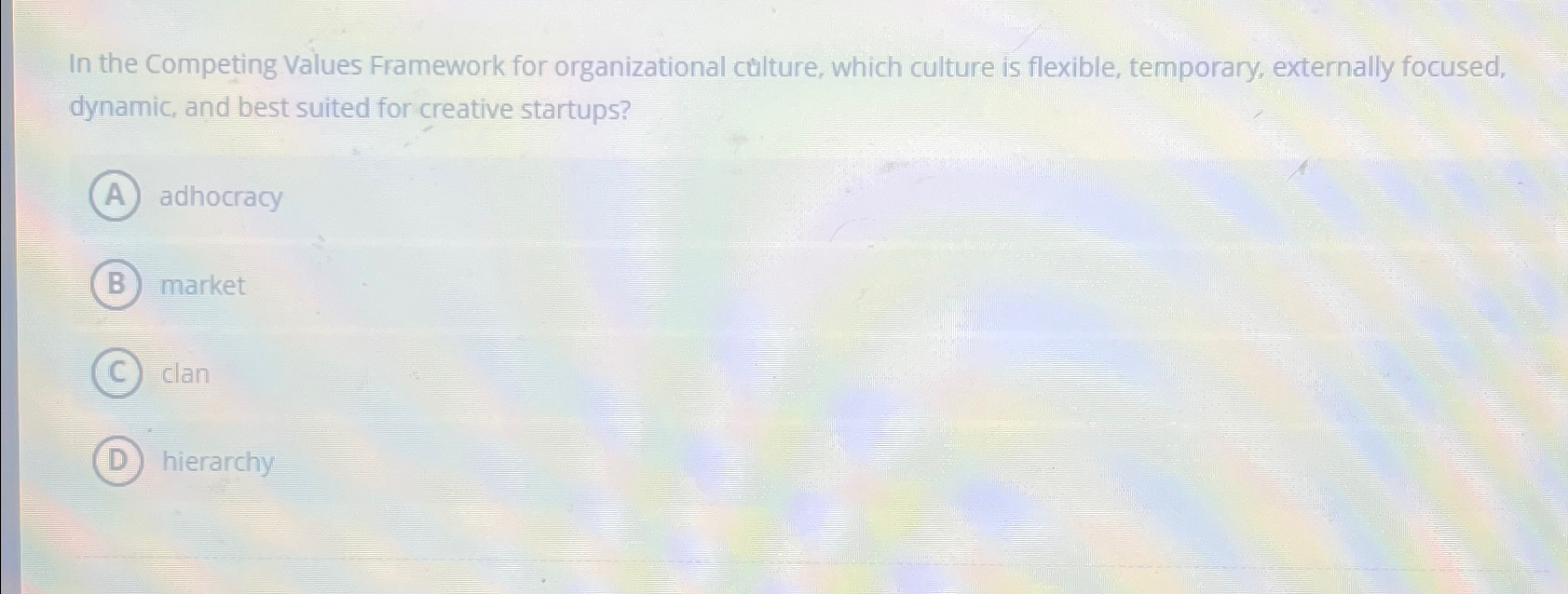 Solved In the Competing Values Framework for organizational | Chegg.com