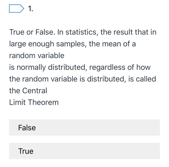 Solved D1. True or False. In statistics, the result that in | Chegg.com