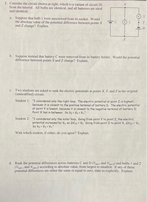 2. Consider the circuit shown at right, which is a | Chegg.com
