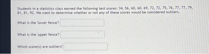 Solved Students in a statistics class earned the following | Chegg.com
