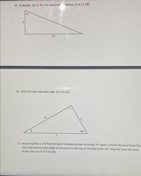 Solved Unit 1: Intro to Trigonometry Name: 1. Draw a sketch | Chegg.com