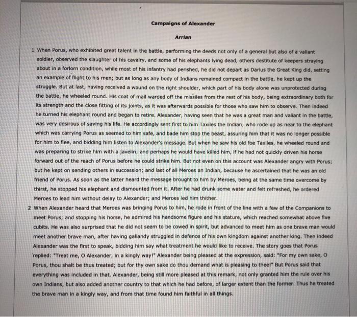 1. The campaigns of Alexander Alexander the Great is | Chegg.com