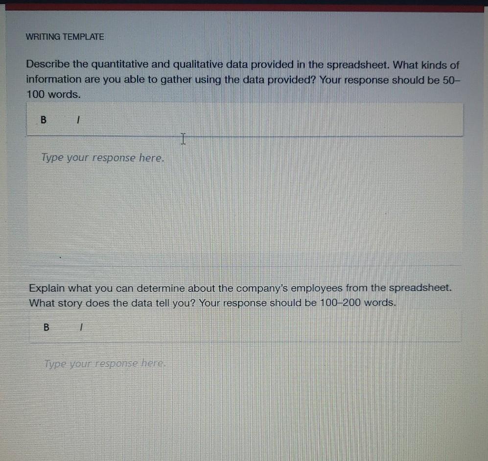 Solved WRITING TEMPLATE Describe The Quantitative And Chegg