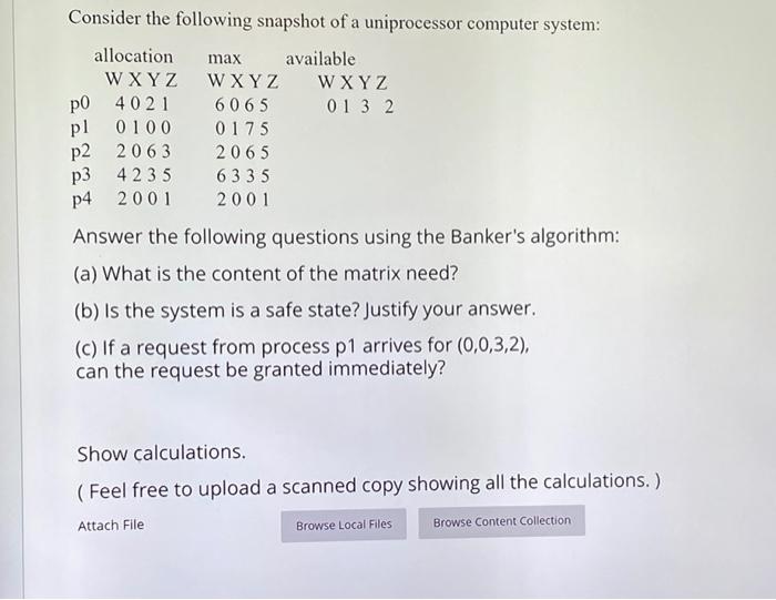 Solved max Consider the following snapshot of a uniprocessor | Chegg.com