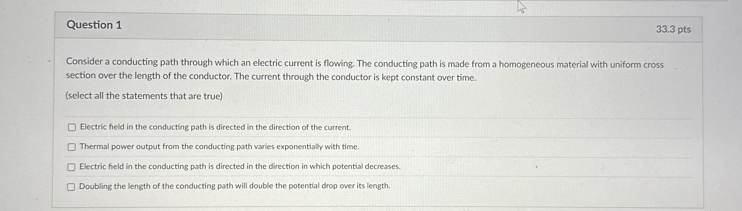 Solved Question 1Consider a conducting path through which an | Chegg.com