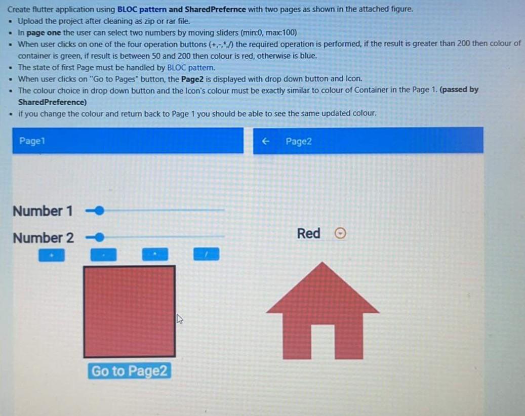 Solved Create flutter application using BLOC pattern and | Chegg.com