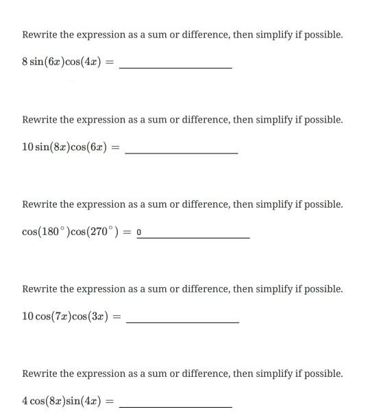 Solved Rewrite the expression as a sum or difference, then | Chegg.com