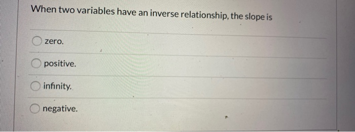 Solved When two variables have an inverse relationship, the | Chegg.com