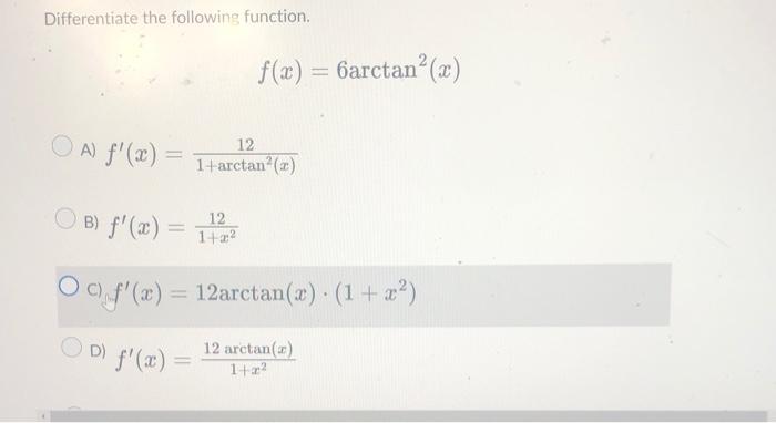 Solved Differentiate the following function. | Chegg.com