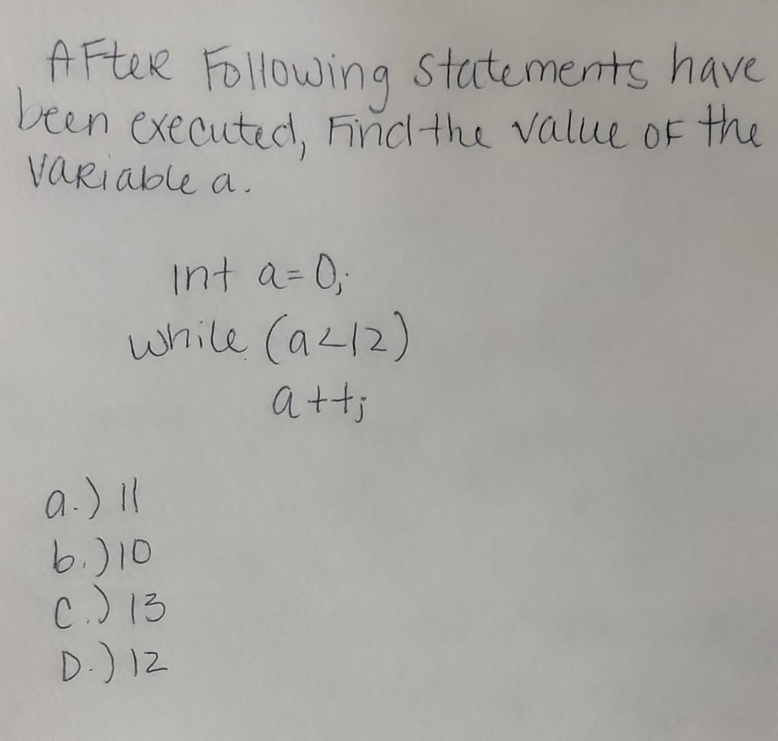 Solved After Following statements have been executed, Find | Chegg.com