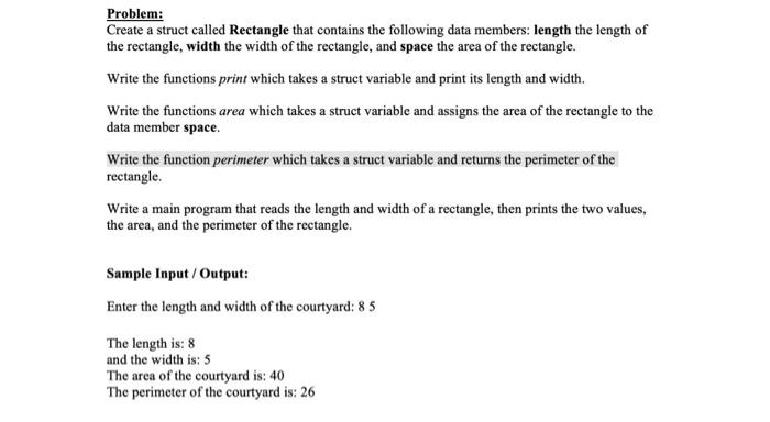 Solved C++Create a struct called Rectangle that contains the | Chegg.com