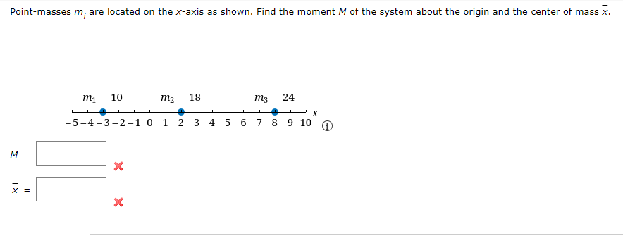Solved Point-masses mi ﻿are located on the x-axis as shown. | Chegg.com