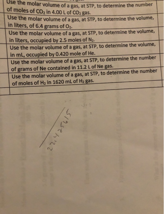 Solved le molar volume of a gas, at STP, to determine the | Chegg.com