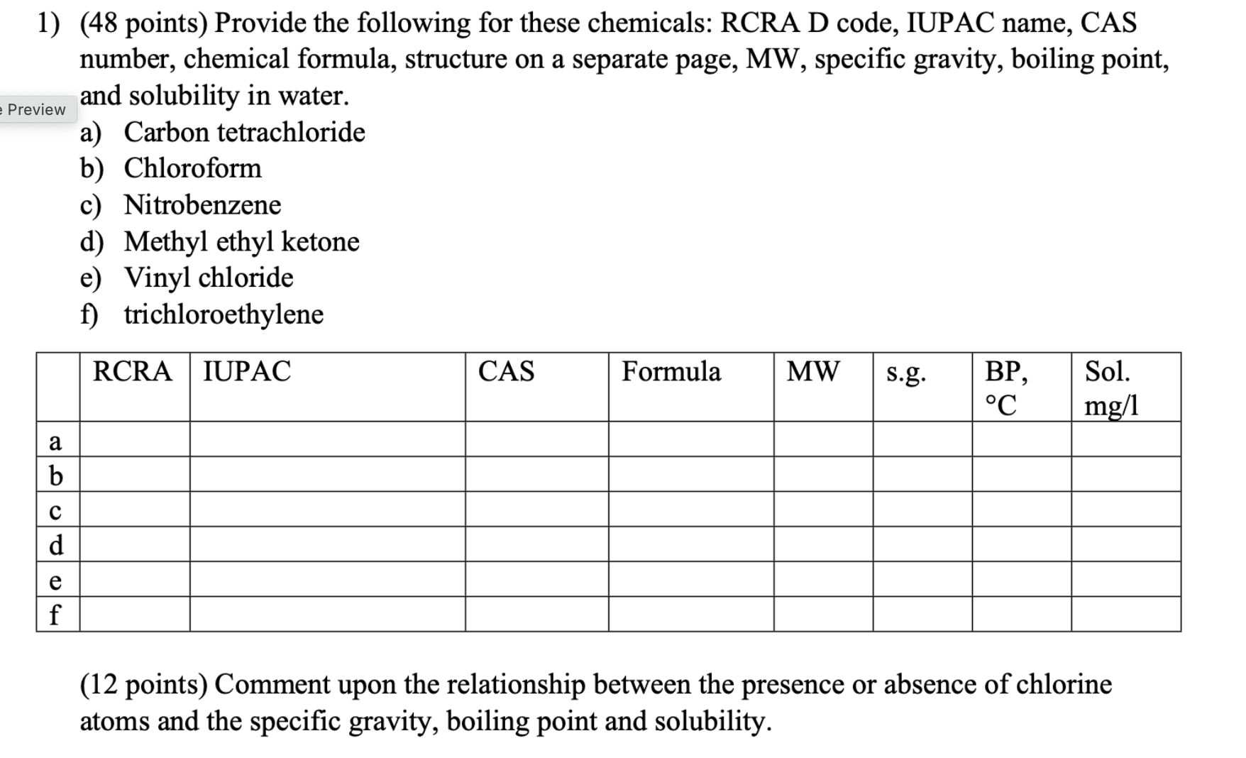 Solved (48 ﻿points) ﻿Provide the following for these | Chegg.com