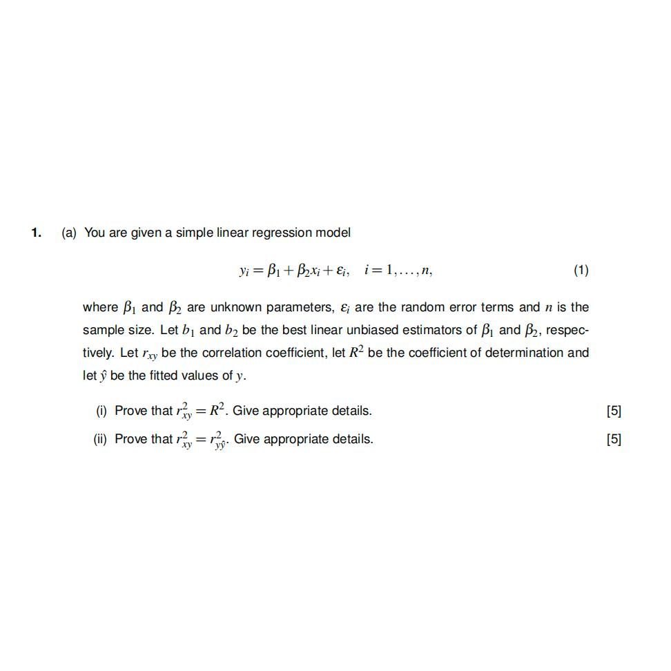 Solved (a) ﻿You are given a simple linear regression | Chegg.com