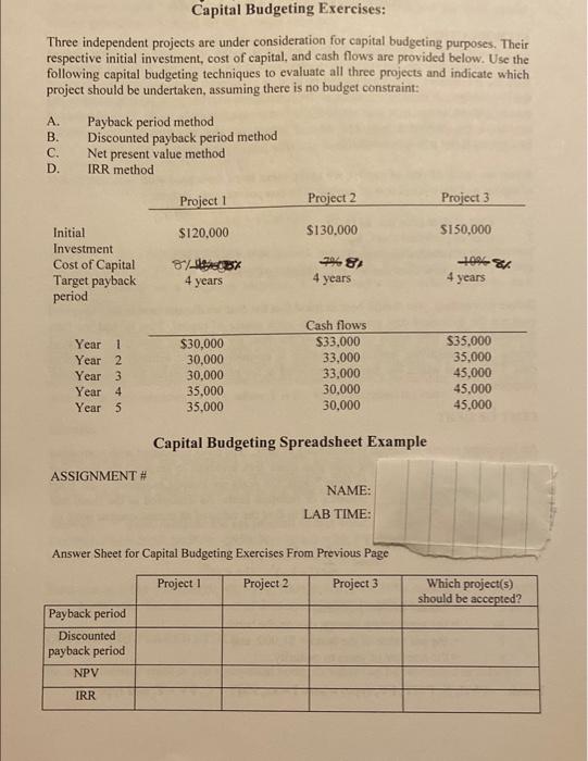 Solved need help solving payback period, discount payback | Chegg.com