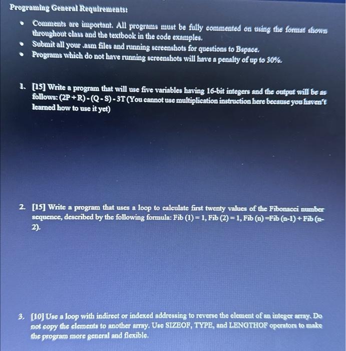 Solved Programing General Requirements: - Comments are | Chegg.com