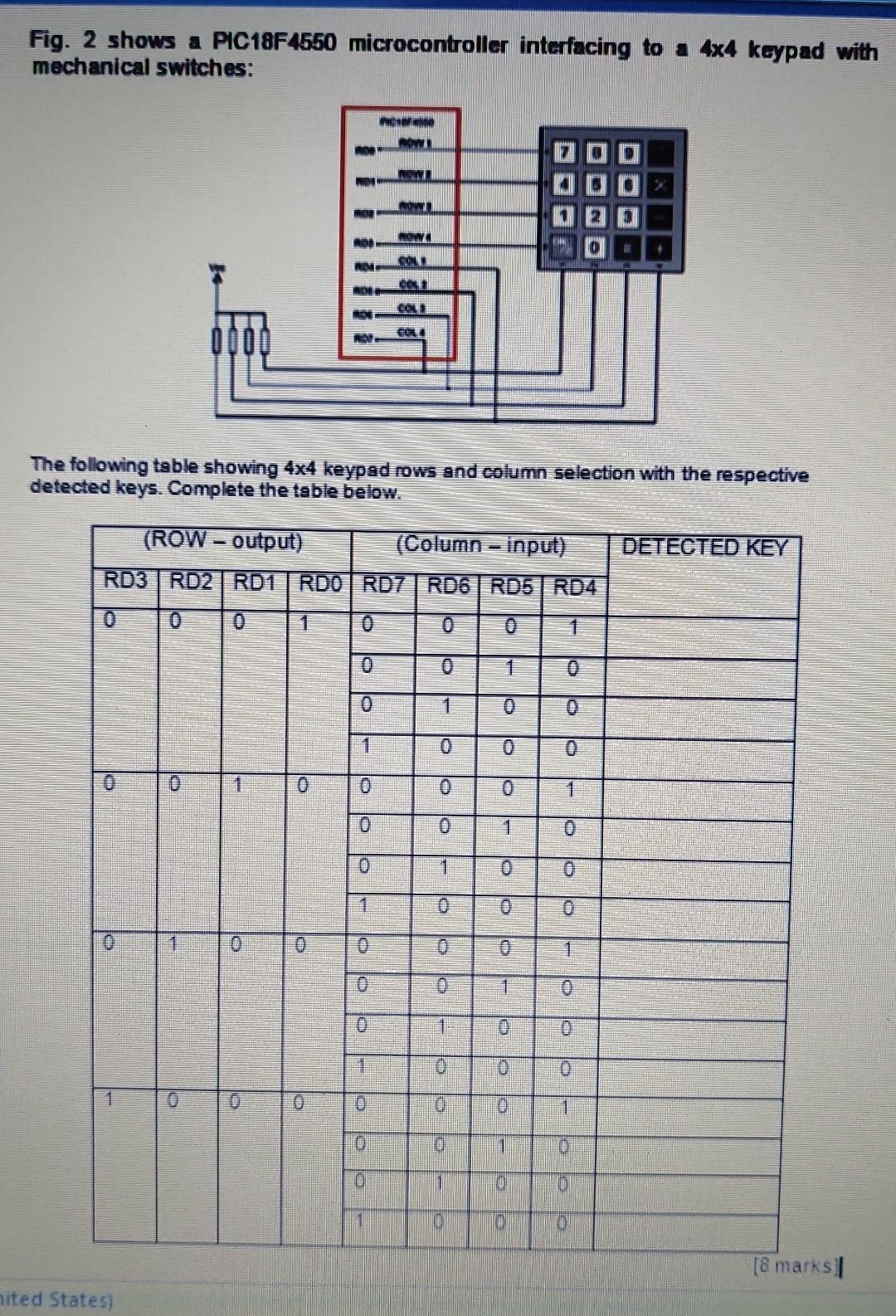 Solved Fig. 2 shows a PIC18F4550 microcontroller interfacing | Chegg.com