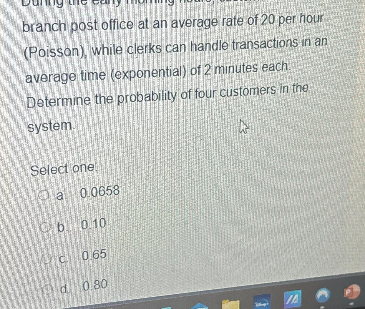 Solved branch post office at an average rate of 20 ﻿per hour | Chegg.com