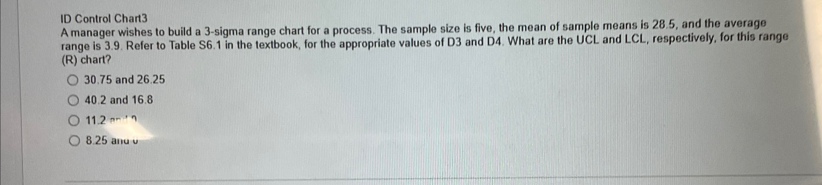 Solved ID Control Chart3A manager wishes to build a 3 -sigma | Chegg.com
