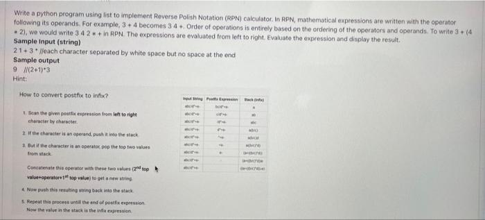 Solved Write a python program using list to implement | Chegg.com