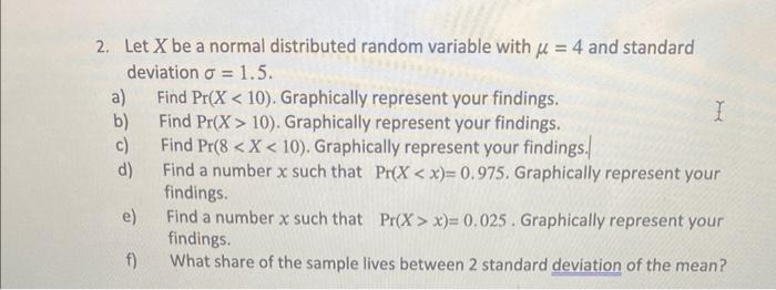 Solved 2. Let X be a normal distributed random variable with | Chegg.com