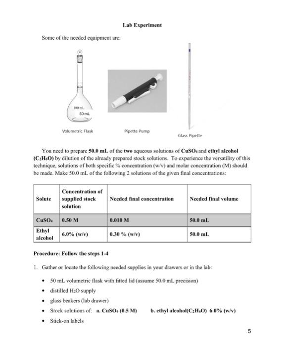 2. Calculate the volume of the stock solution needed | Chegg.com