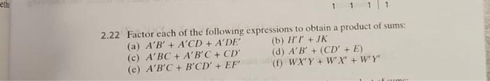 Solved 22. Factor each of the following expressions to | Chegg.com