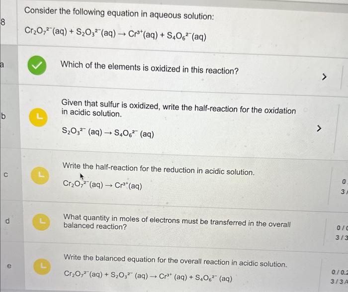Solved Consider the following equation in aqueous solution: | Chegg.com