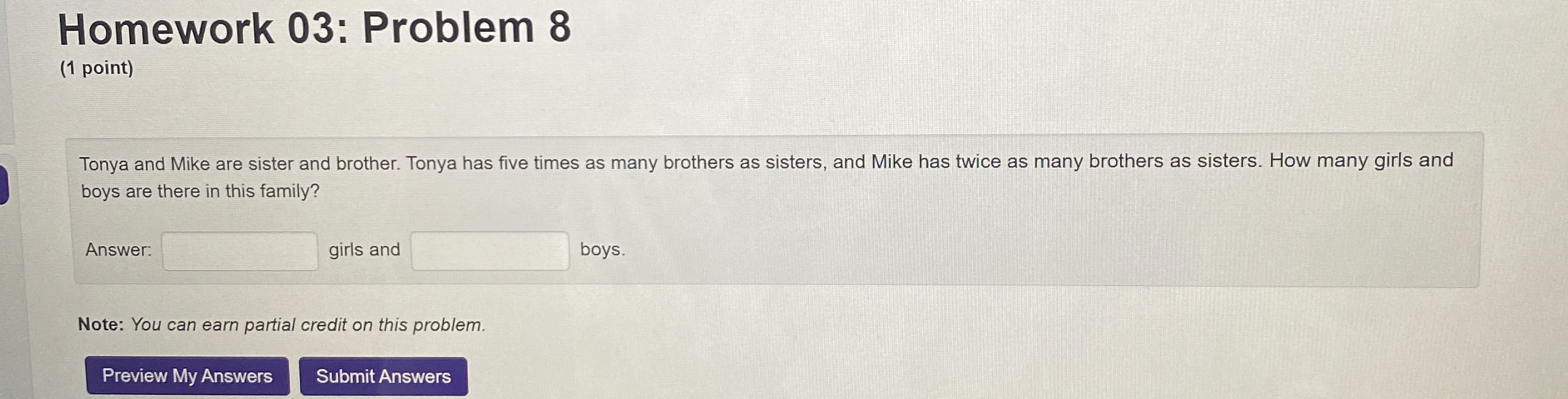 Solved Tonya and Mike are sister and brother. Tonya has five | Chegg.com