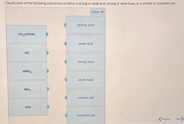 Solved Classify each of the following substances as either a | Chegg.com