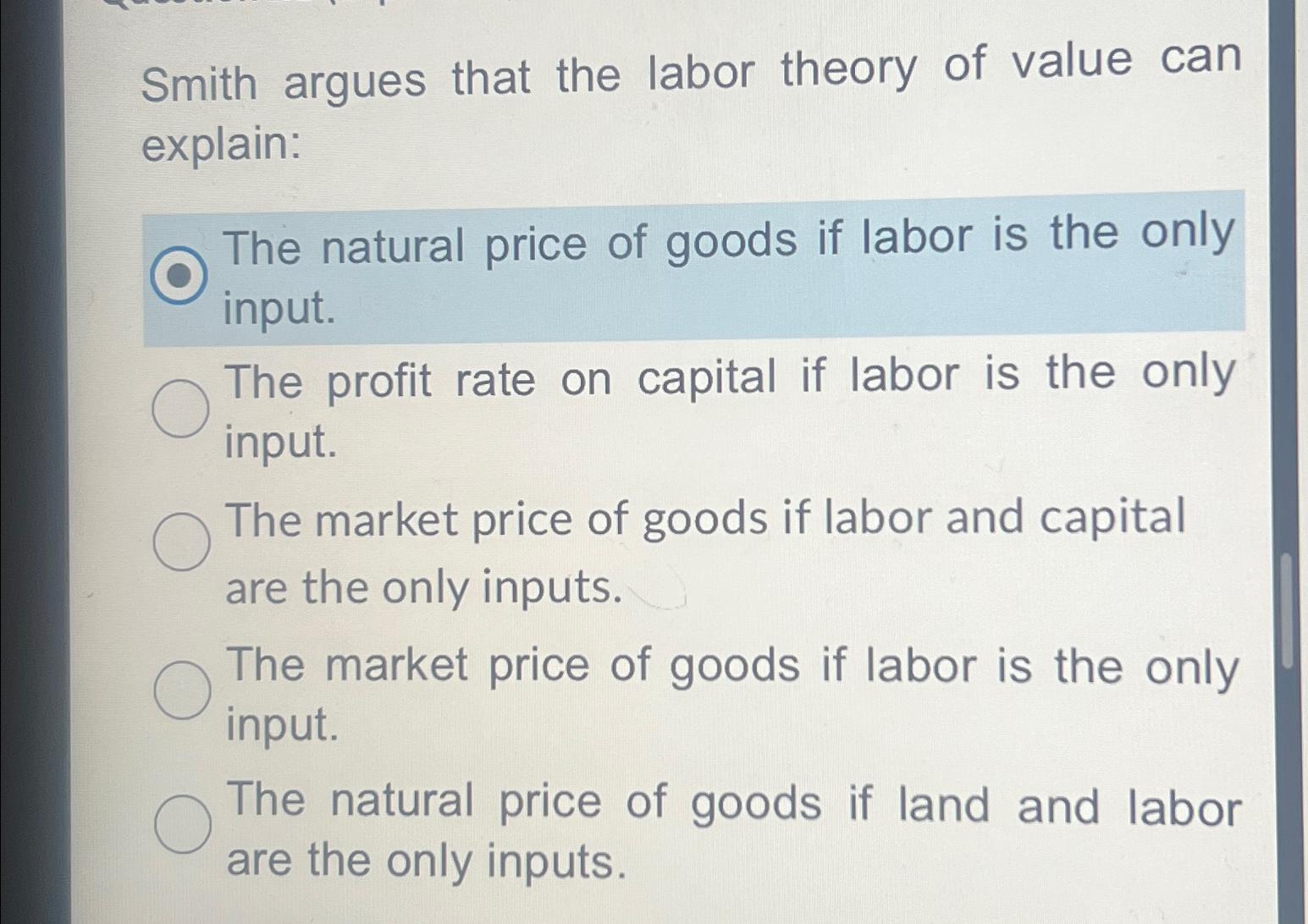 Solved Smith argues that the labor theory of value can | Chegg.com