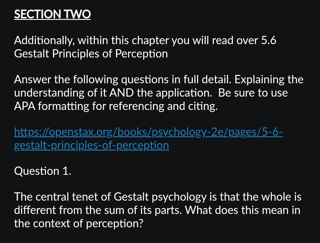 Solved SECTION TWO Additionally, within this chapter you | Chegg.com