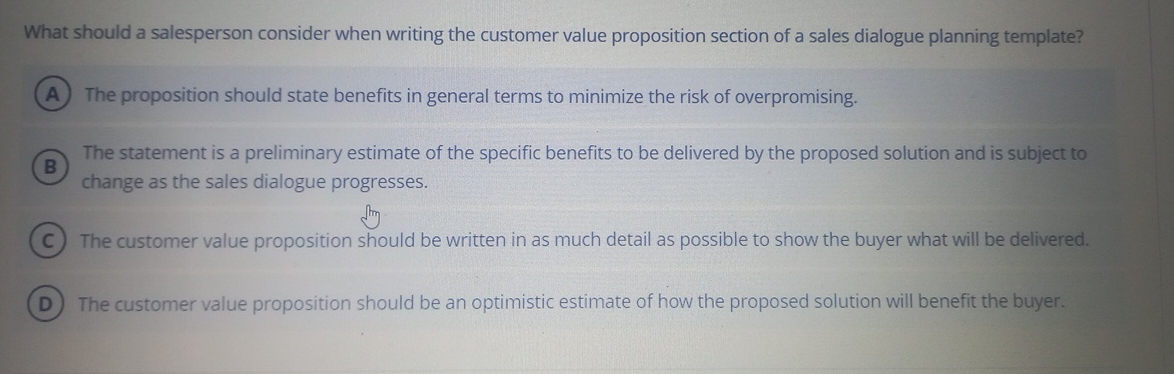 Solved What should a salesperson consider when writing the | Chegg.com