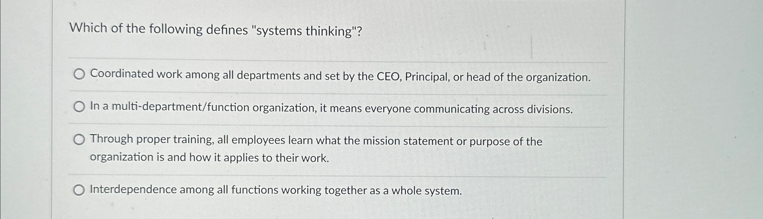 Solved Which of the following defines "systems | Chegg.com