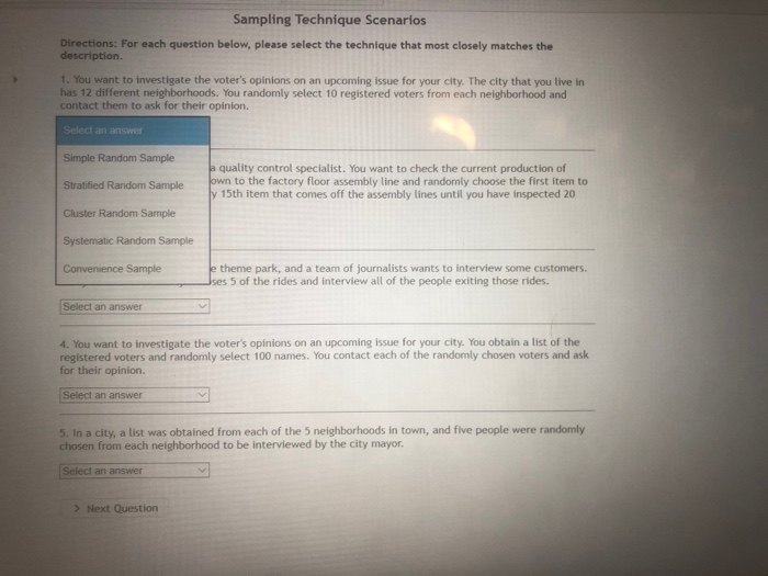 Solved Sampling Technique Scenarios Directions: For each | Chegg.com