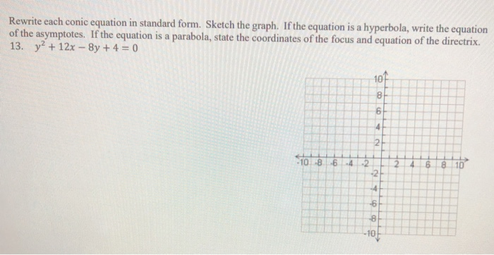 Solved Rewrite each conic equation in standard form. Sketch | Chegg.com