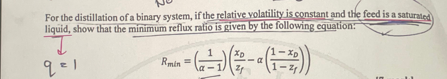 Solved For The Distillation Of A Binary System If The 2469