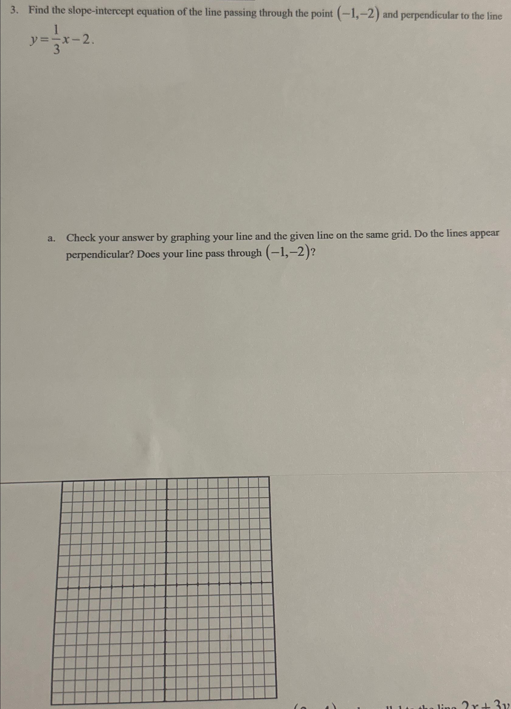 Solved Find the slope-intercept equation of the line passing | Chegg.com