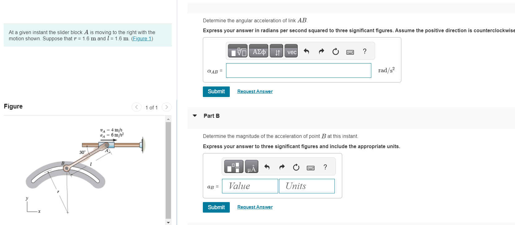 Solved At a given instant the slider block A is moving to | Chegg.com