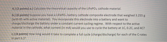 4.) (2 points) a.) Calculate the theoretical capacity | Chegg.com