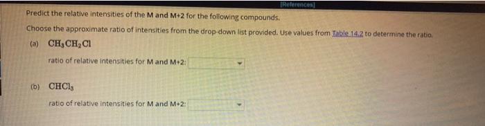 Solved Predict the relative intensities of the M and M+2 for | Chegg.com