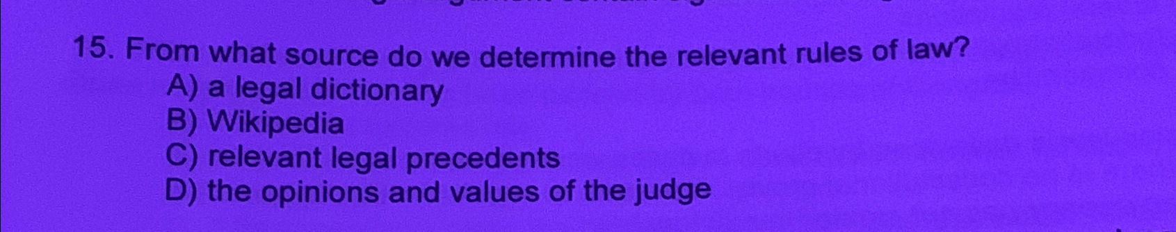 Solved From what source do we determine the relevant rules | Chegg.com