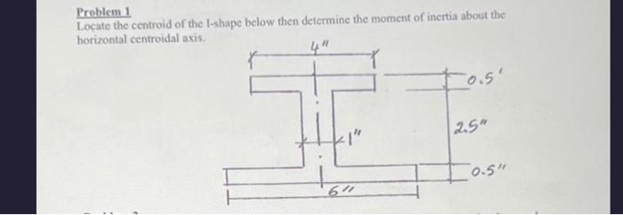 Problem 1 Locate the centroid of the I-shape below | Chegg.com