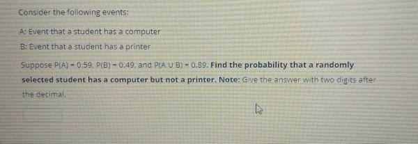 Solved Consider the following events: A: Event that a | Chegg.com