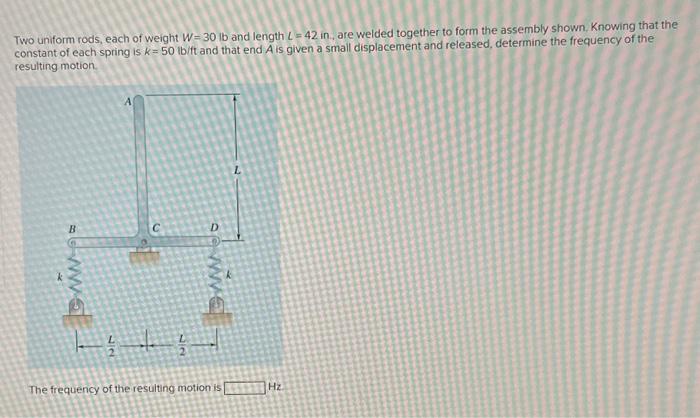Solved Two uniform rods, each of weight W=30ib and length | Chegg.com