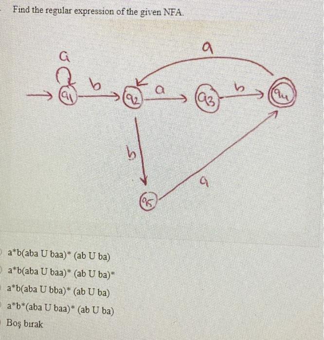 Solved Find the regular expression of the given NFA. | Chegg.com