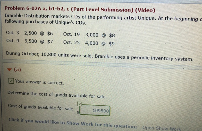 Solved Problem 6-02A a, b1-b2, c (Part Level Submission) | Chegg.com