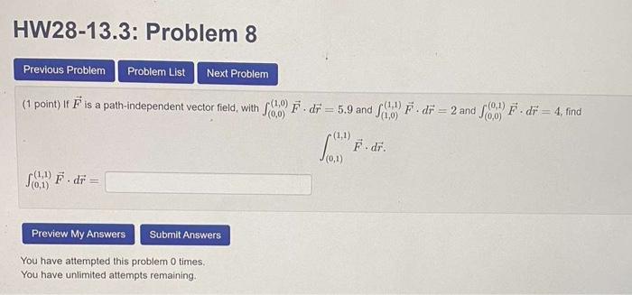 Solved (1 point) If F is a path-independent vector field, | Chegg.com