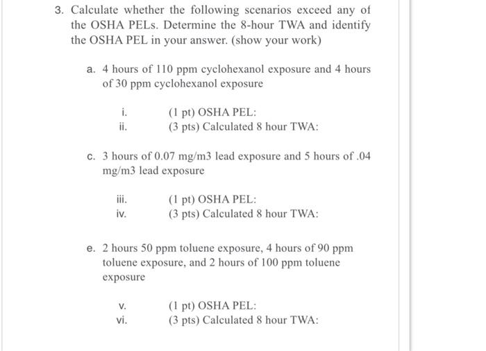 Solved 3. Calculate whether the following scenarios exceed | Chegg.com